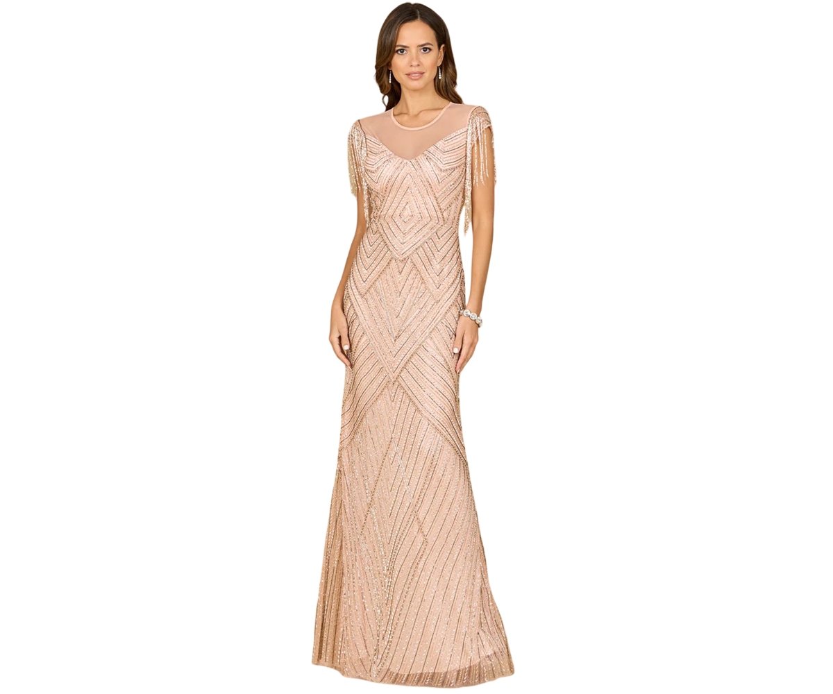 Click here for Lara Womens Beaded Fringe Illusion Dress with Cap... prices