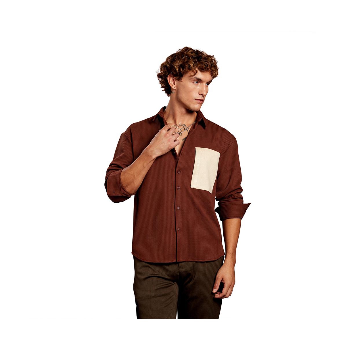 Click here for Campus Sutra Mens Chocolate Brown Block-Patch Over... prices