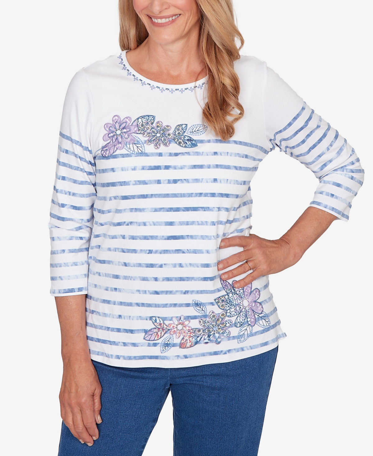 Click here for Alfred Dunner Womens Hilton Head Applique Flower T... prices
