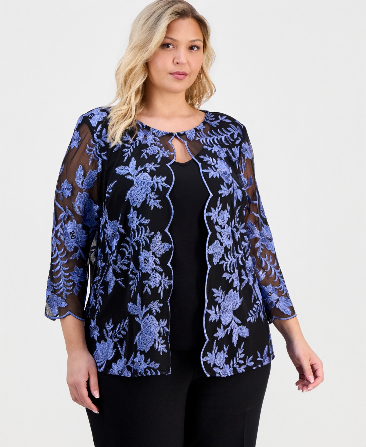 Click here for Alex Evenings Plus Size Layered-Look Embroidered T... prices