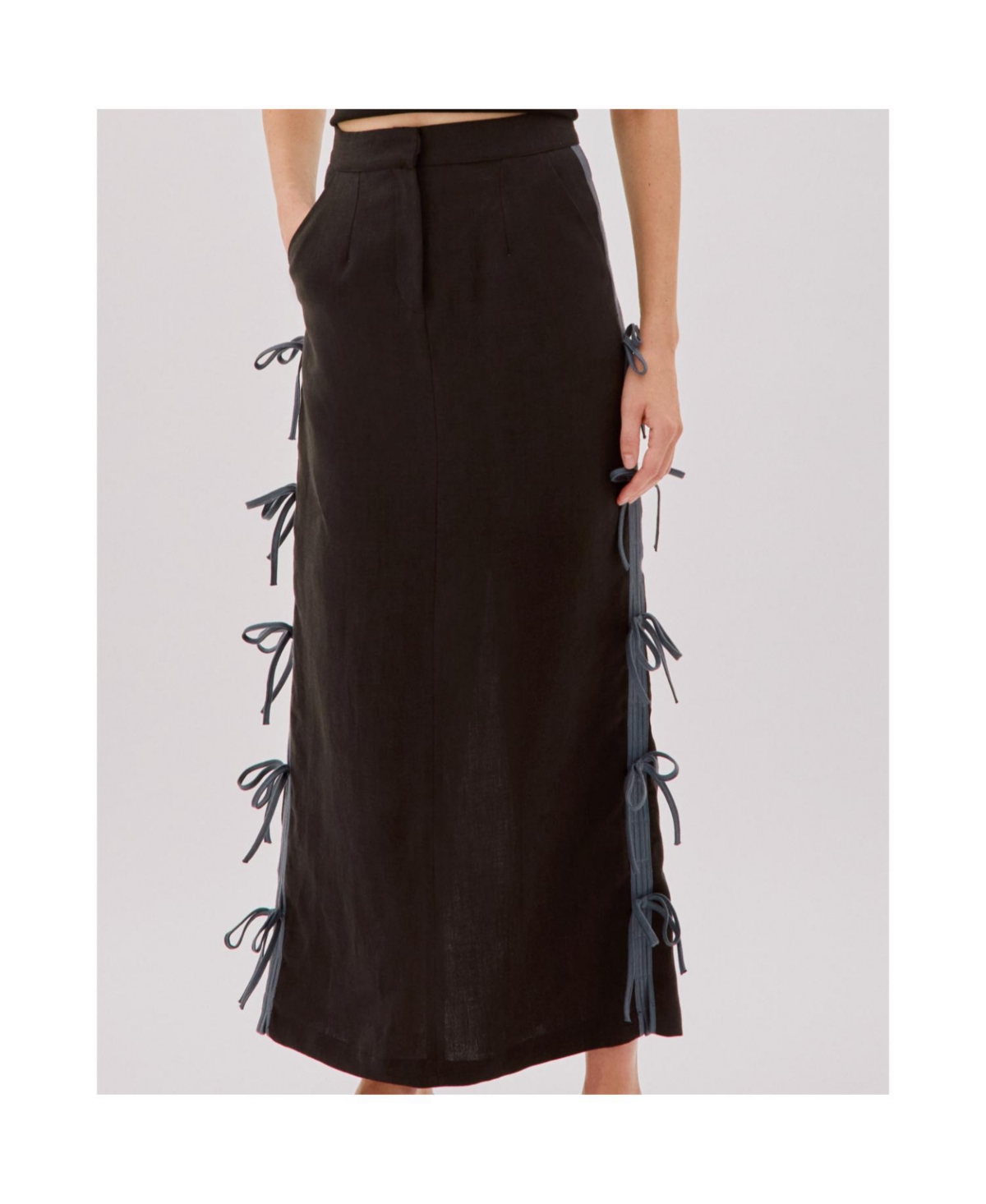 Click here for Labeca London Womens Carolina Linen Bow Midi Skirt prices