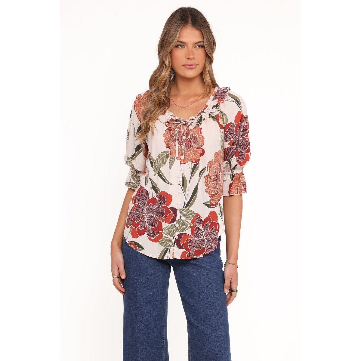 Click here for Petal and Pup Womens Bertha Top - Fall floral prices