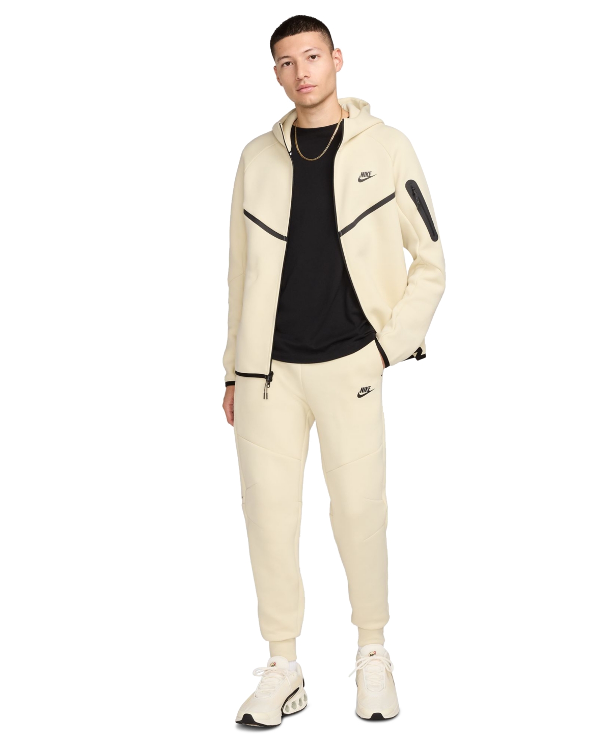 Click here for Nike Mens Tech Fleece Joggers - Lite Khaki/Black prices