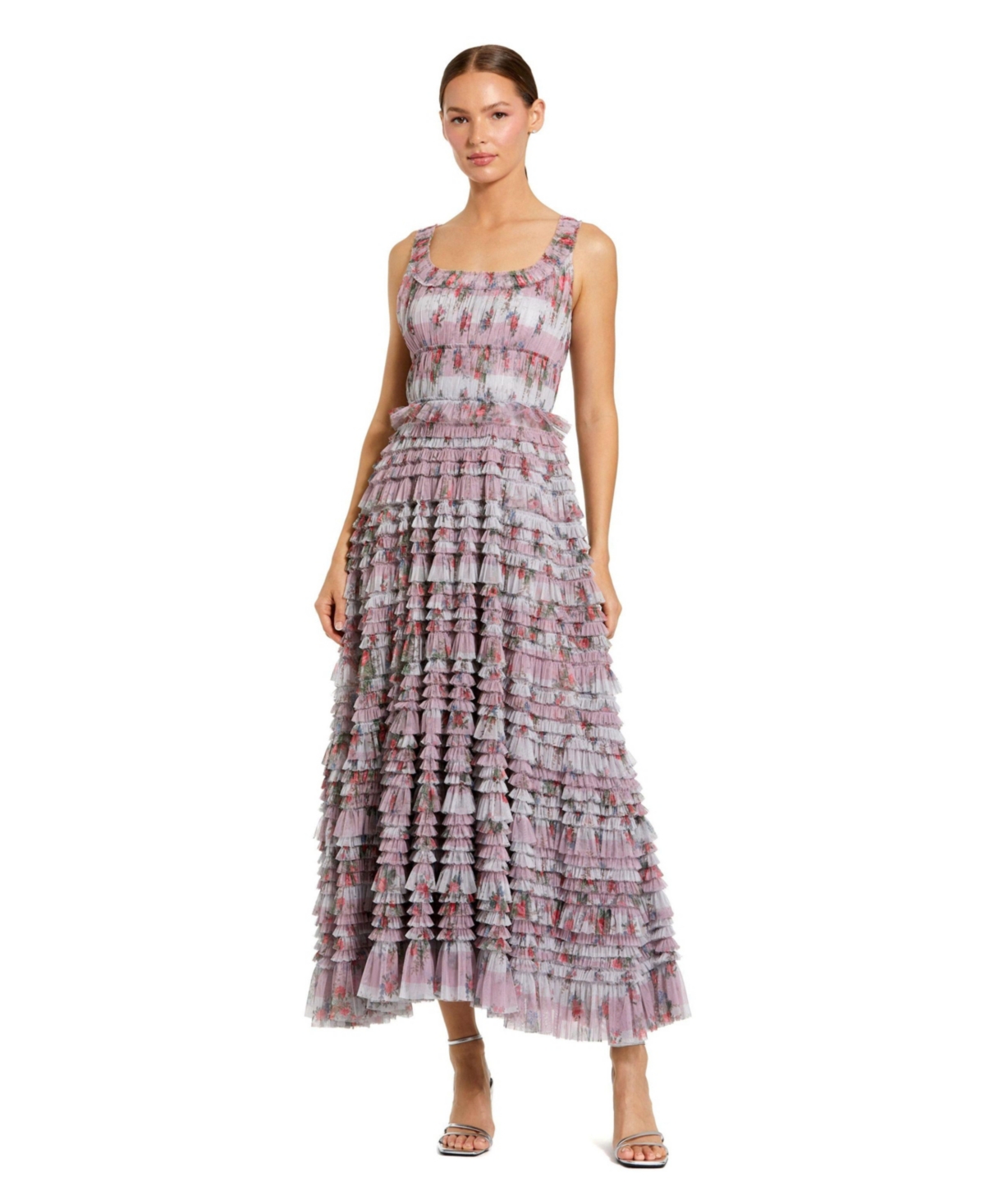 Click here for Mac Duggal Womens Sleeveless Floral Midi Dress wit... prices
