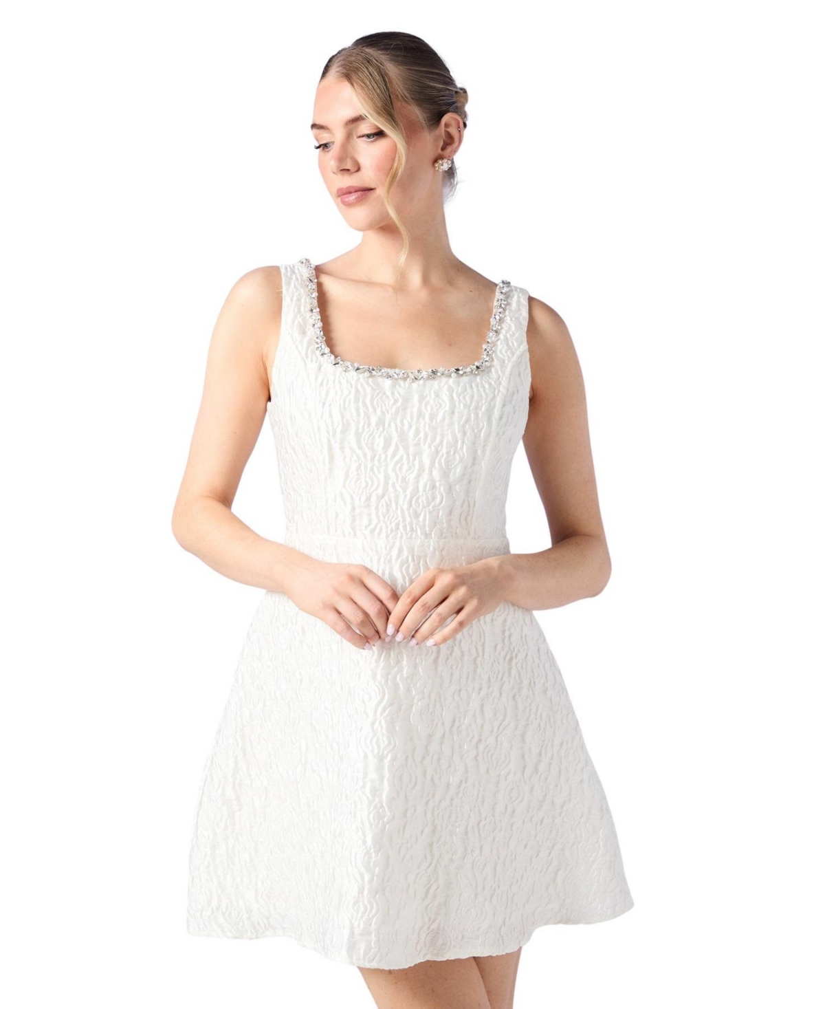 Click here for Coast Womens Full Skirted Mini Dress With Jewel Tr... prices