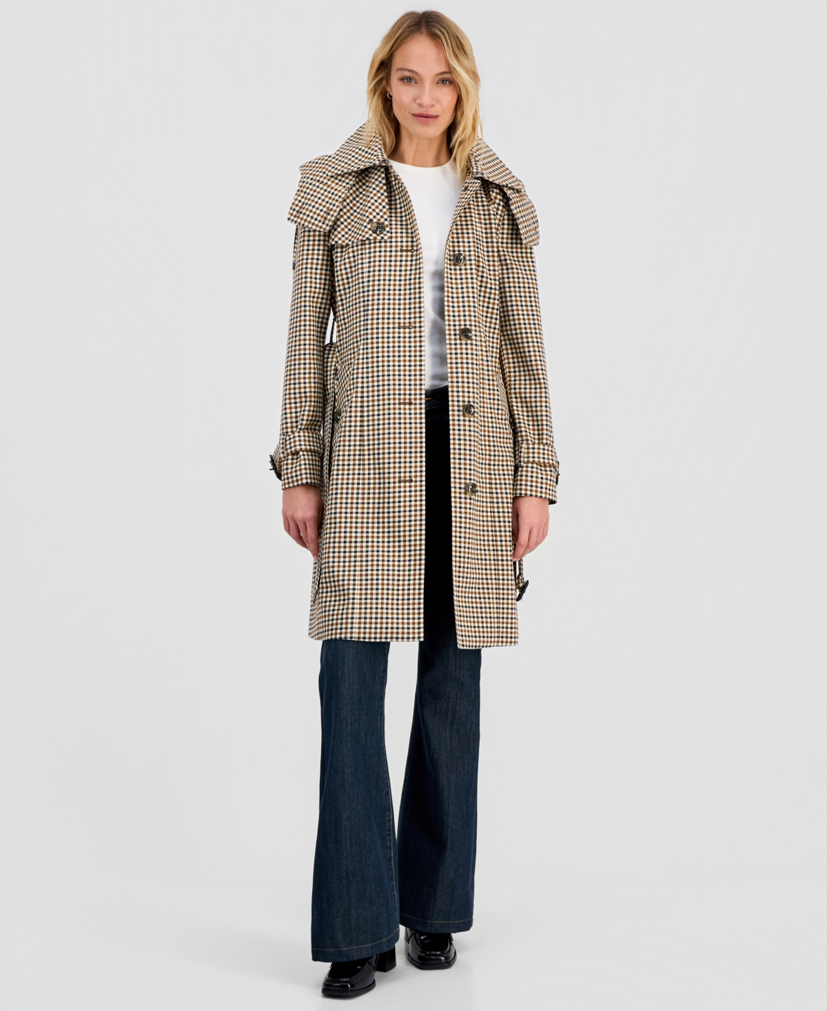 Click here for London Fog Womens Single-Breasted Belted Hooded Tr... prices