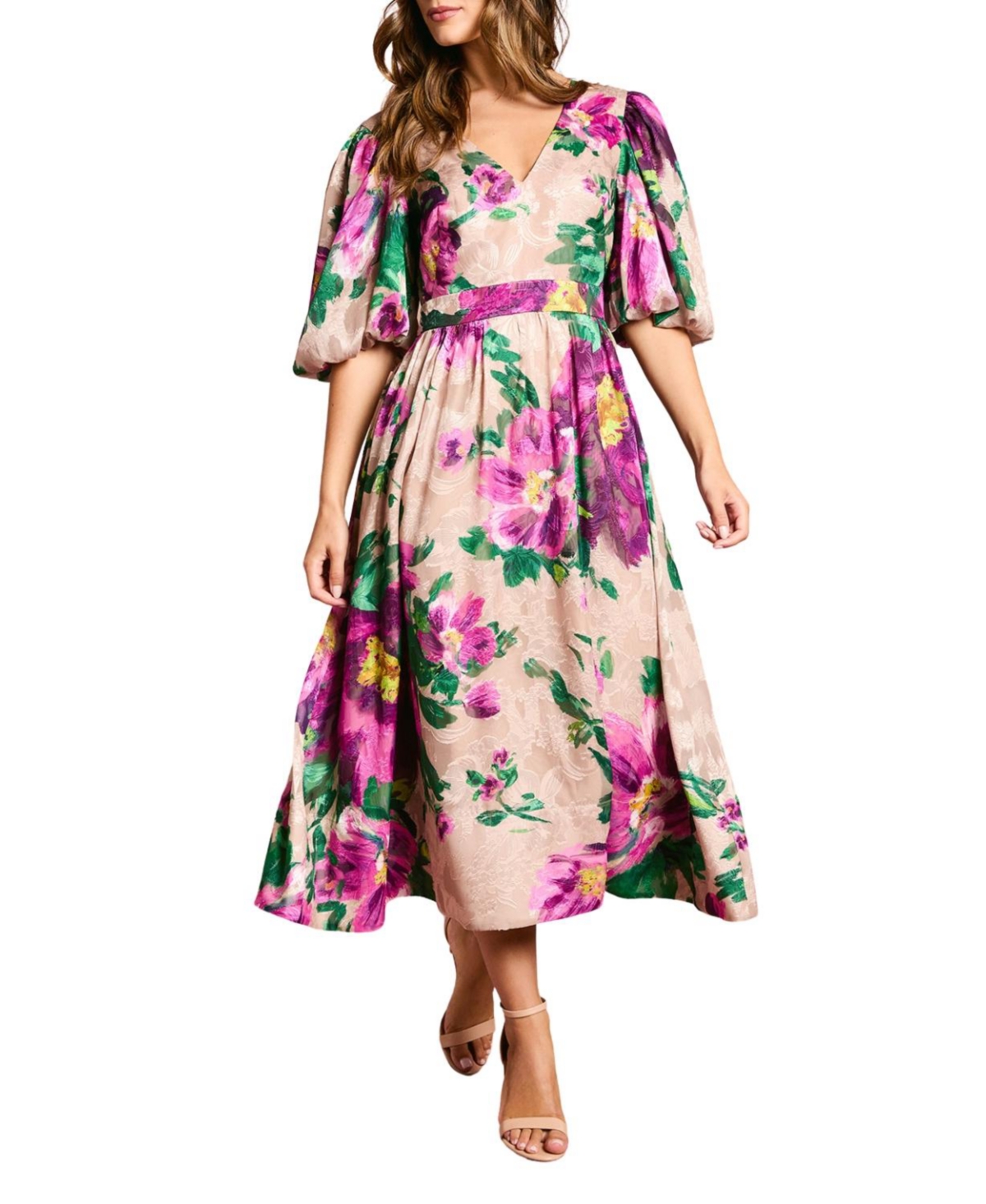 Click here for Coast Womens Bow Detail Jacquard Midi Dress - Purp... prices