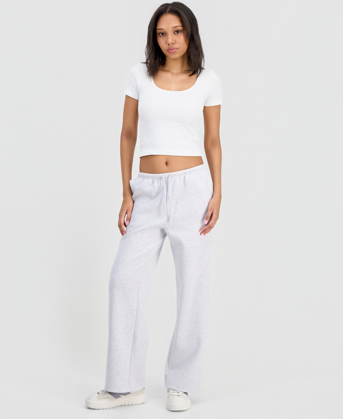 Click here for Pink Rose Juniors High-Rise Straight-Leg Fleece Pa... prices