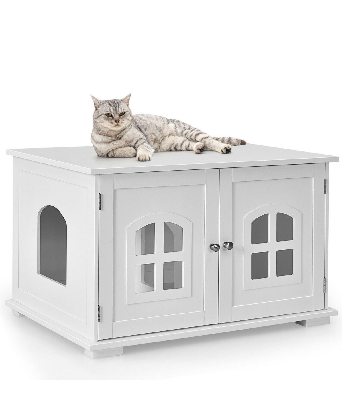 Click here for Gymax Large Wooden Cat Litter Box Enclosure Hidden... prices