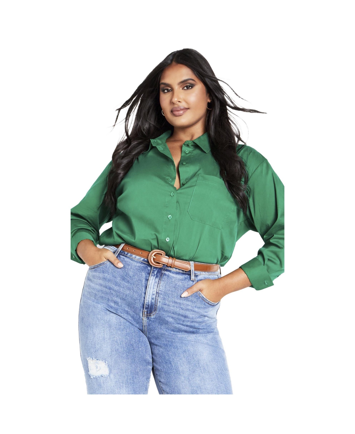 Click here for Avenue Womens Karolina Shirt - Green prices