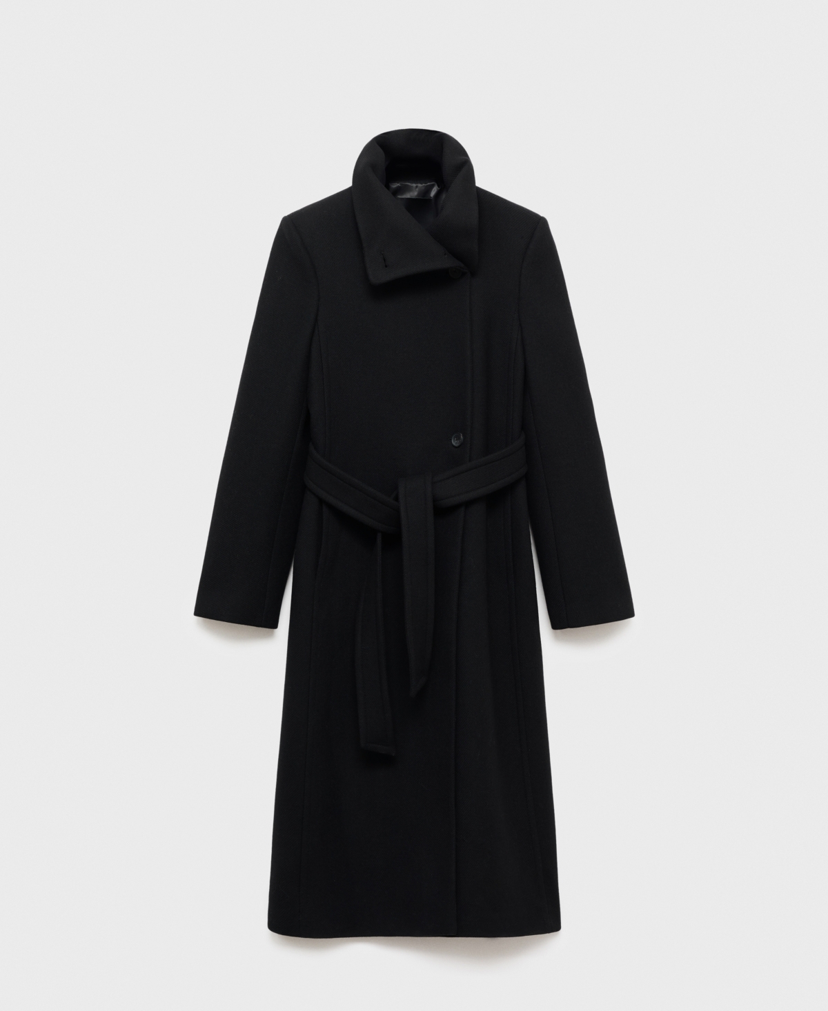 Click here for Mango Womens Manteco Wool Belt Coat - Black prices