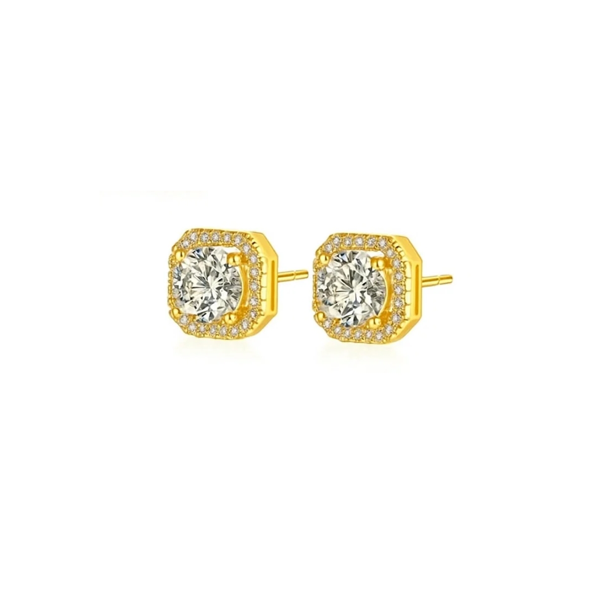 Click here for Serena Halo Stud Earrings Gold & White Gold Plated... prices