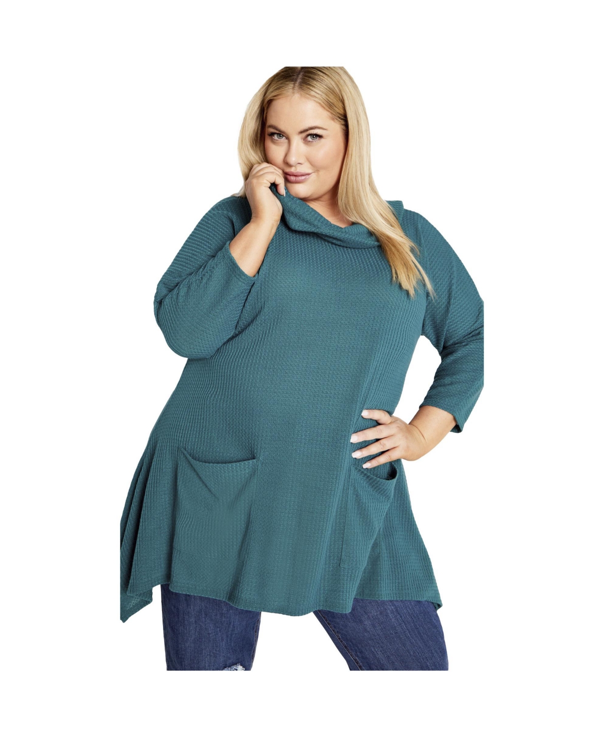 Click here for Avenue Womens Ari Pocket Tunic - Teal prices