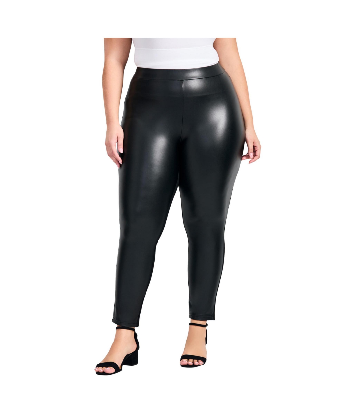 Click here for Avenue Womens Leather & Ponte Pant - Black prices