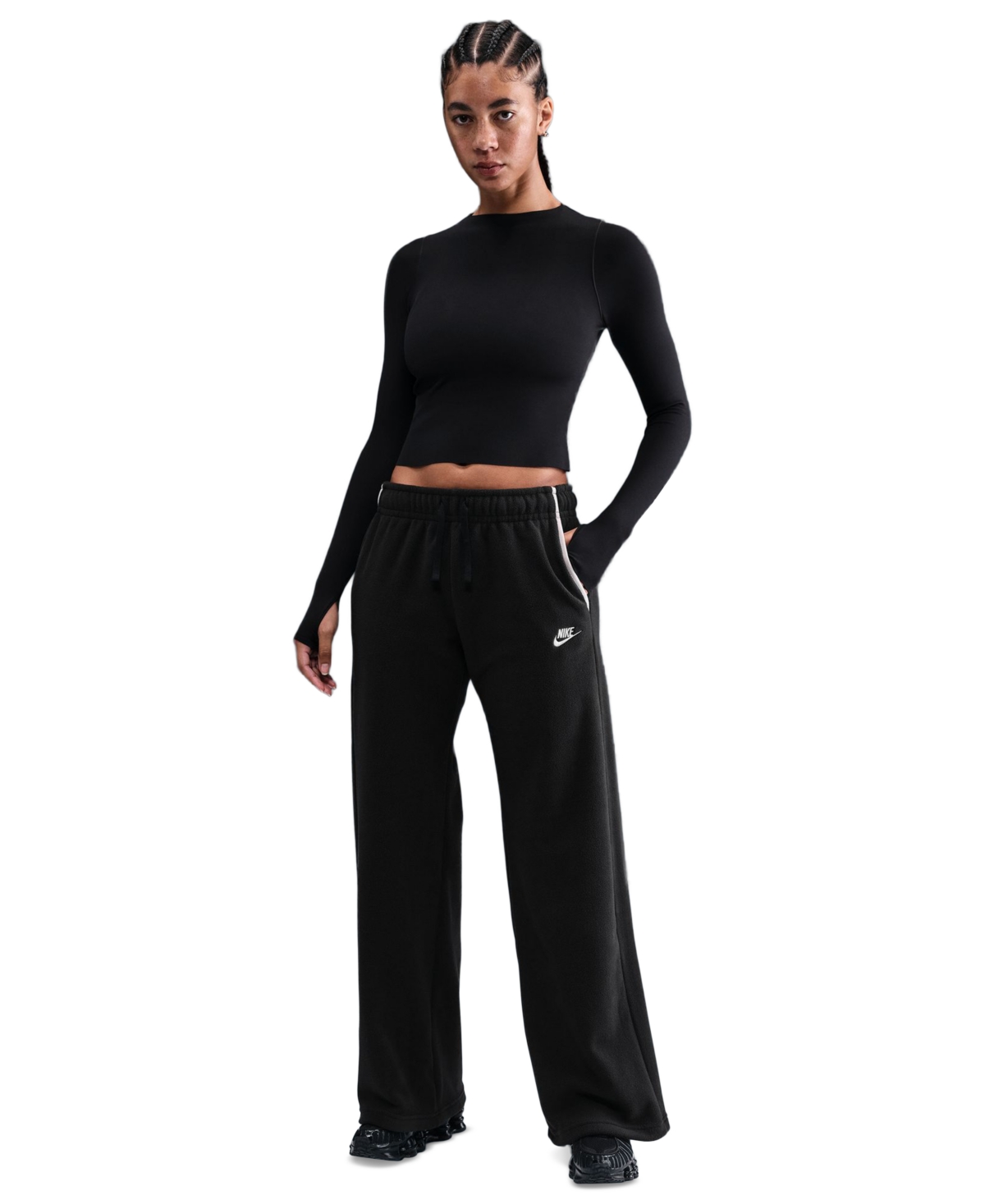 Click here for Nike Womens Sportswear Club Mid-Rise Wide-Leg Pant... prices