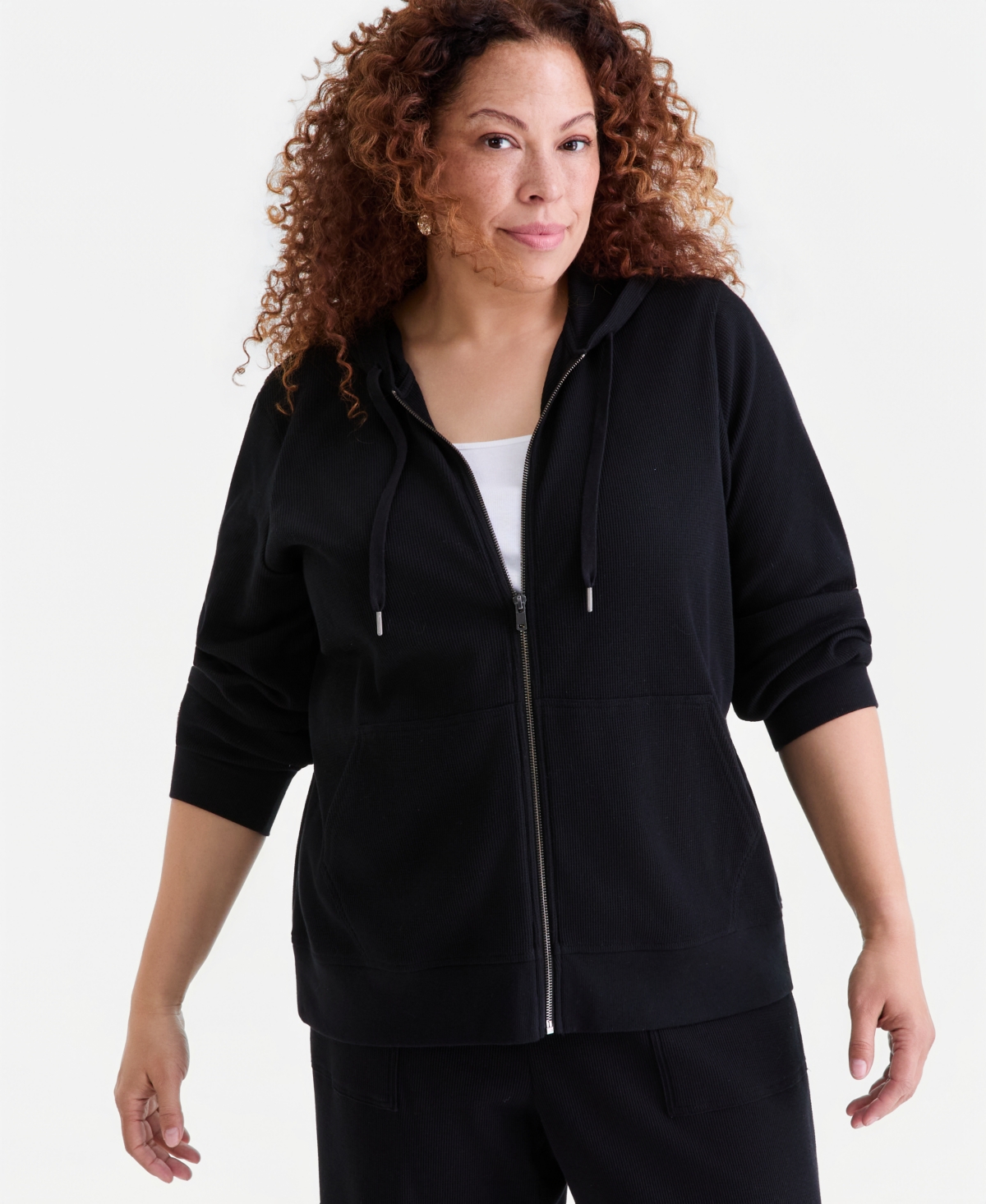 Click here for Style & Co Plus Size Waffle-Knit Zip-Up Hoodie  Ma... prices