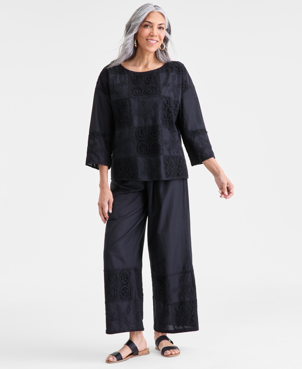 Click here for Style & Co Petite Pull-On Patchwork Straight Pants... prices
