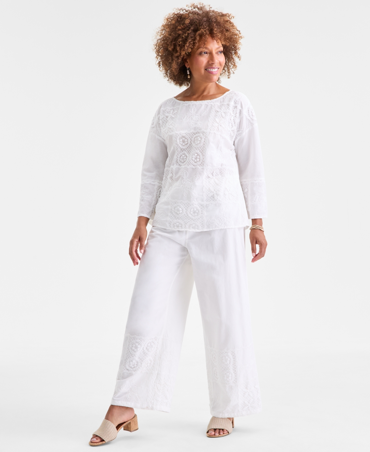 Click here for Style & Co Petite Pull-On Patchwork Straight Pants... prices