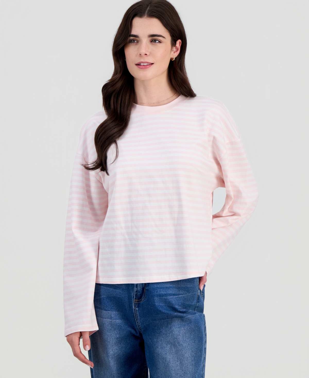 Click here for Hippie Rose Juniors Oversized Striped Long-Sleeve... prices