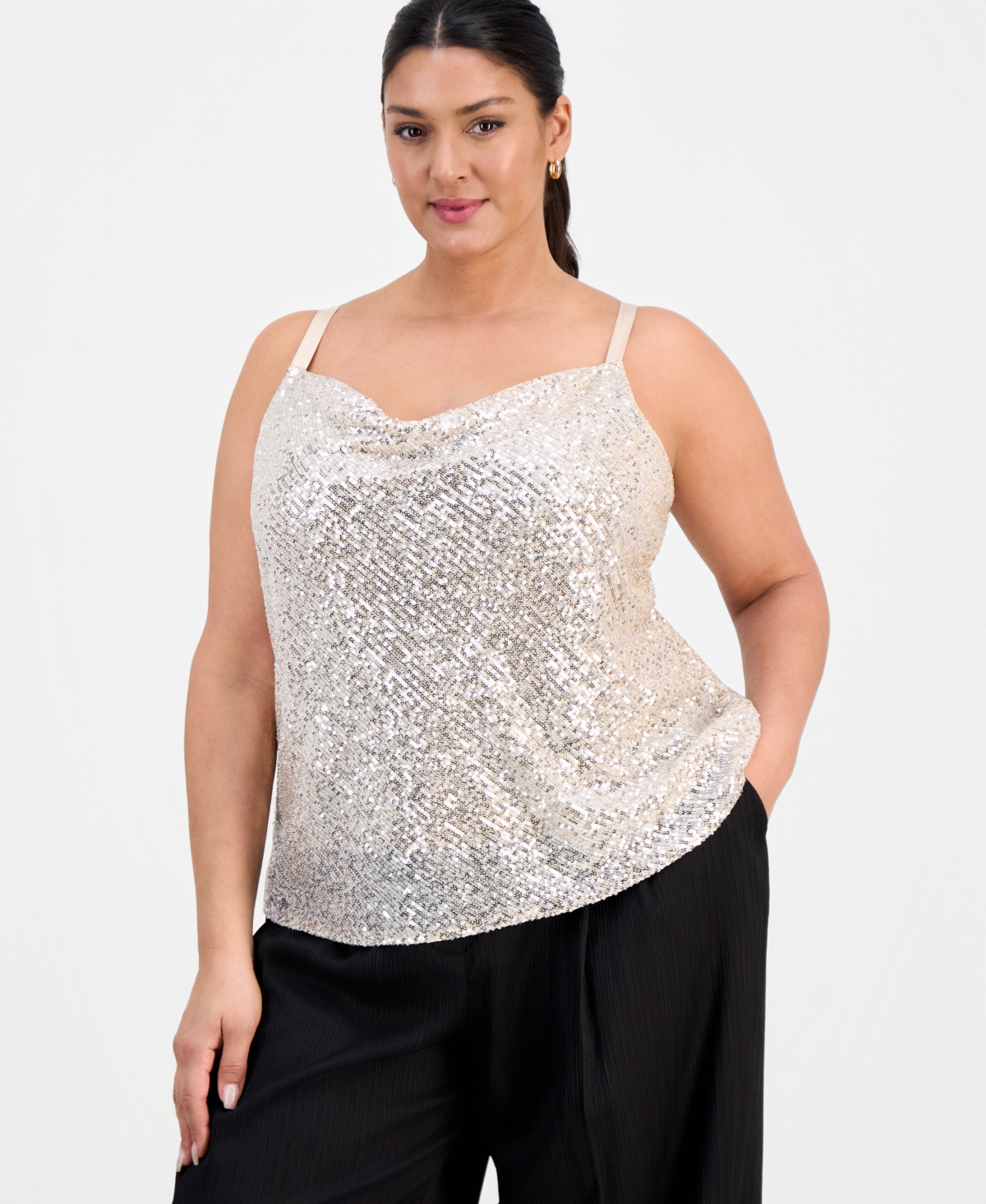Click here for Tahari Asl Plus Size Sequinned Cowlneck Camisole -... prices