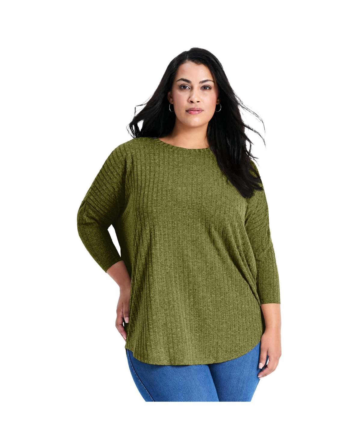 Click here for Avenue Womens Kym Rib Hacci Tunic - Moss prices