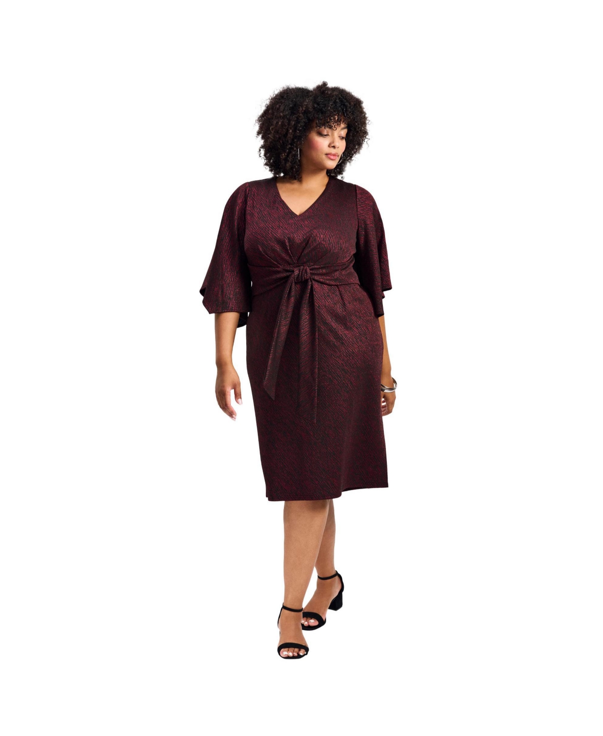Click here for Avenue Womens Anastasia Metallic Knit Tie Front Dr... prices