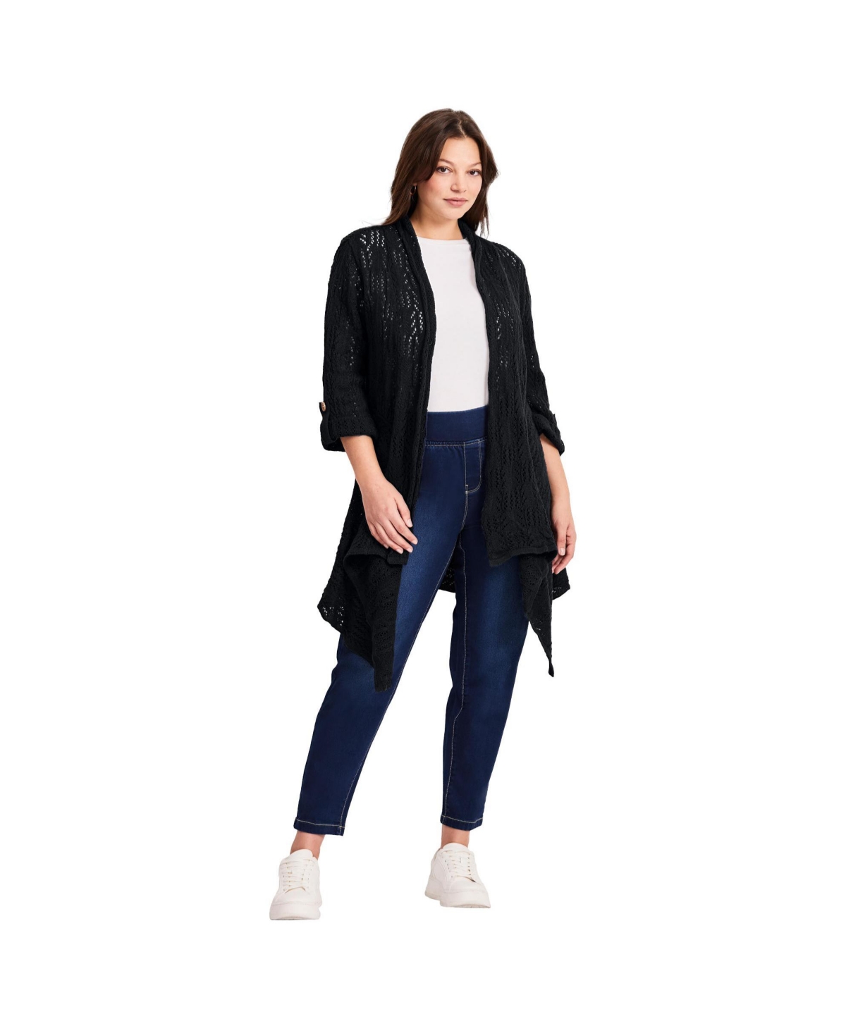Click here for Avenue Womens Pointelle Sweater Cardigan - Black prices
