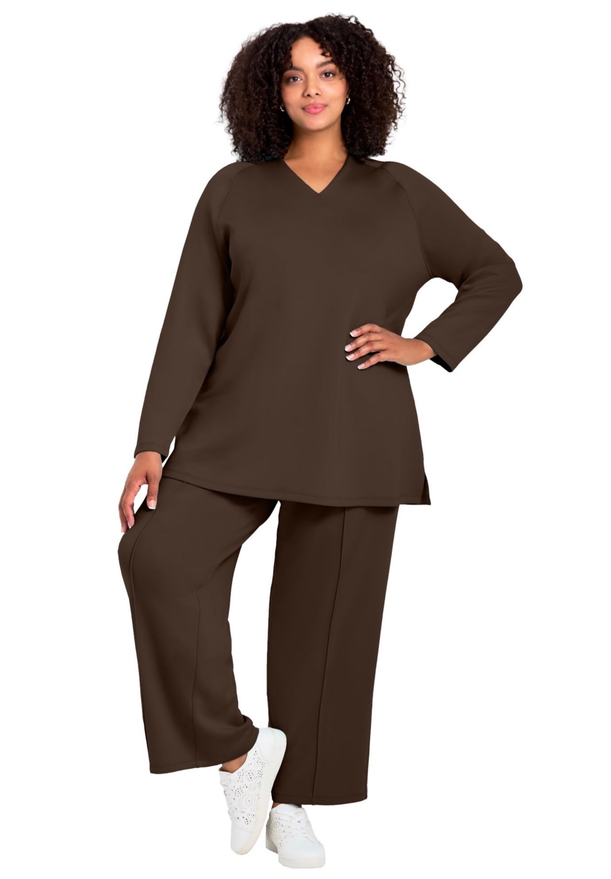 Click here for Avenue Womens V-Neck Tunic Top - Chocolate prices
