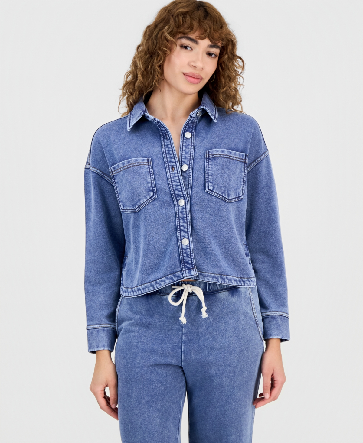 Click here for And Now This Petite Faux-Denim Knit Button-Front S... prices