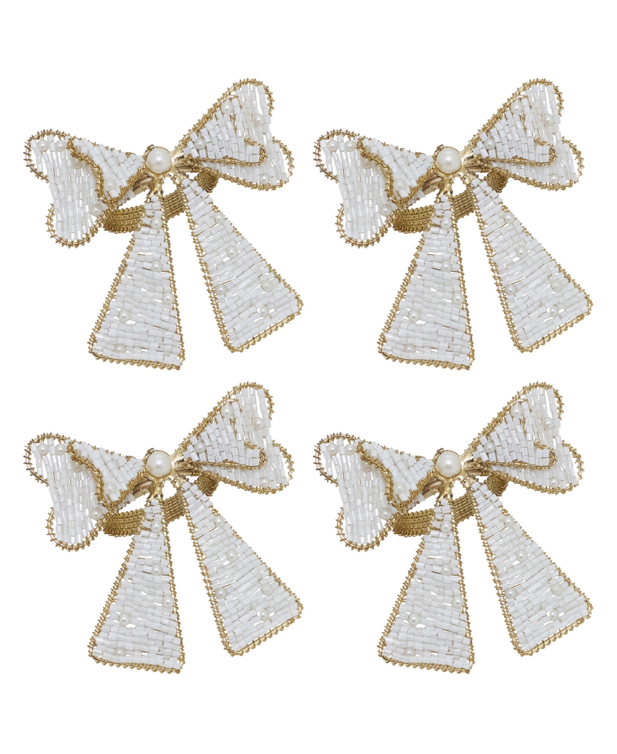 Click here for Saro Lifestyle Beaded Bow Napkin Ring  Set of 4 -... prices
