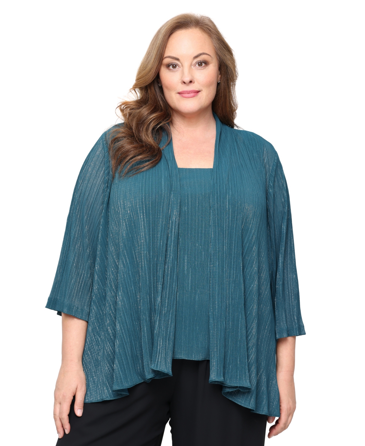 Click here for Alex Evenings Plus Size Scoop Neck Top - Emerald G... prices