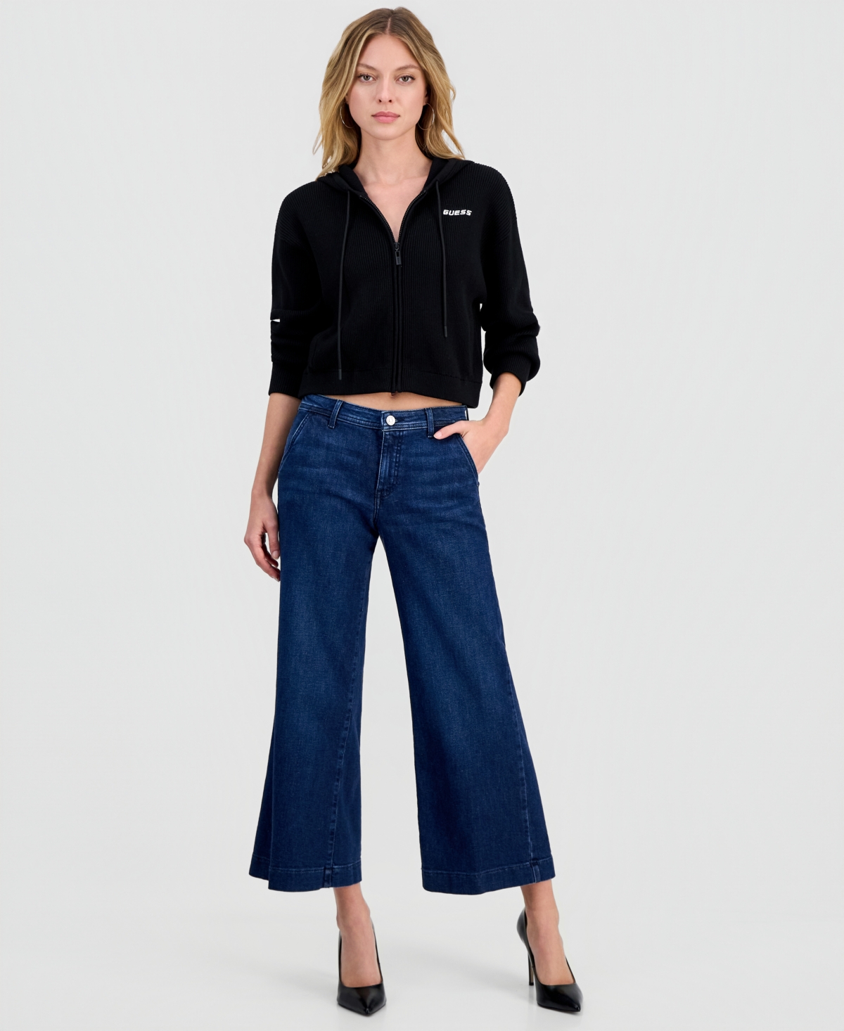 Click here for Guess Womens Zoya Cropped Wide-Leg Jeans - SWIFTLY prices