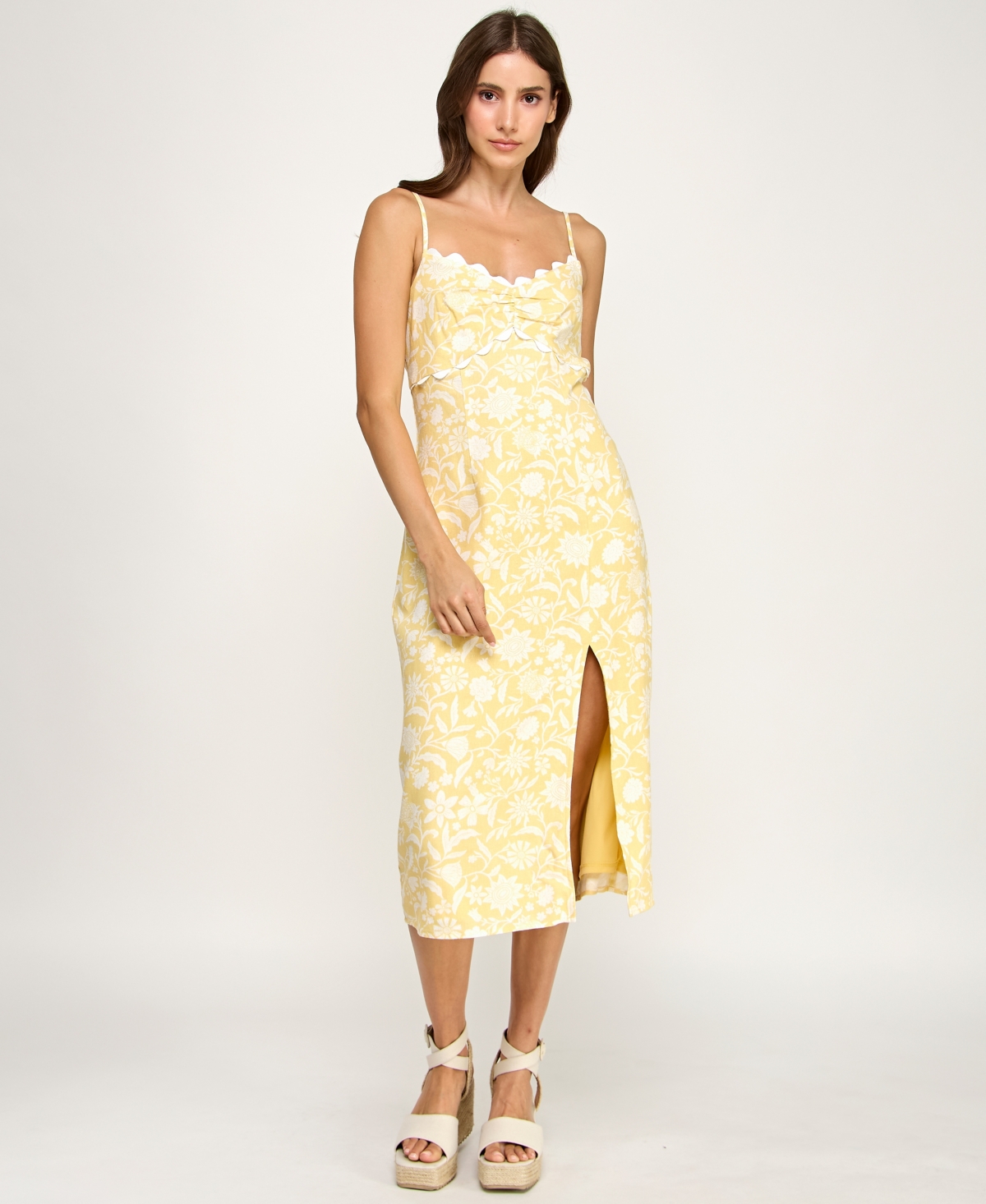 Click here for Row A Juniors Sleeveless Ric Rac Bust Slim Midi Dr... prices