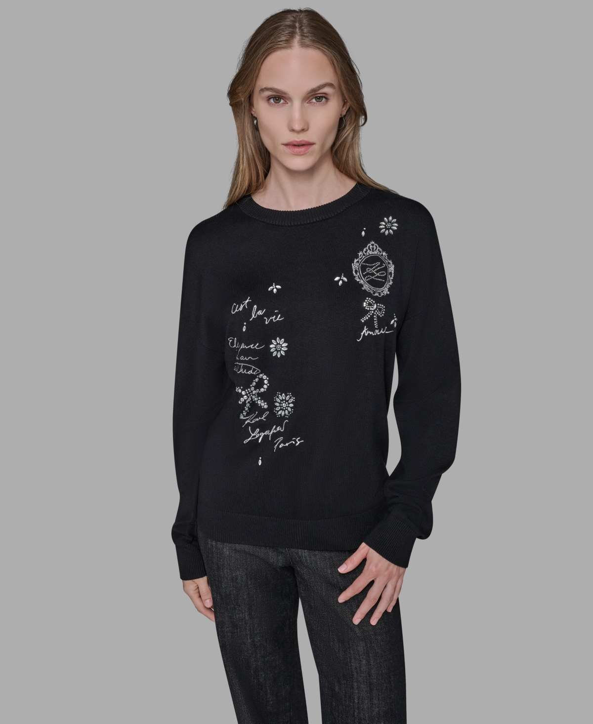 Click here for Karl Lagerfeld Paris Womens Whimsy Crewneck Sweate... prices