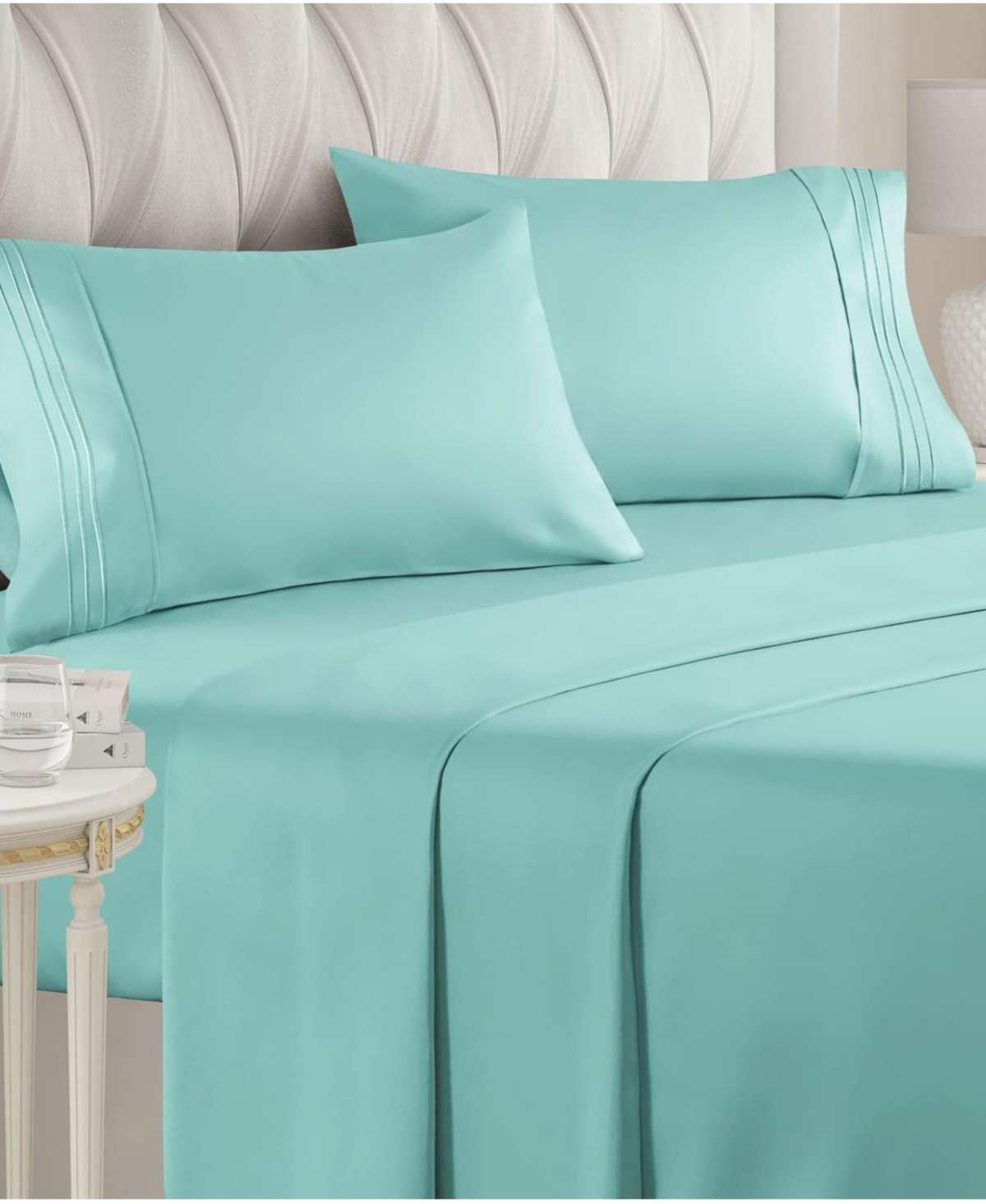 Click here for 4 Piece Microfiber Sheet Set - King - Spa blue prices