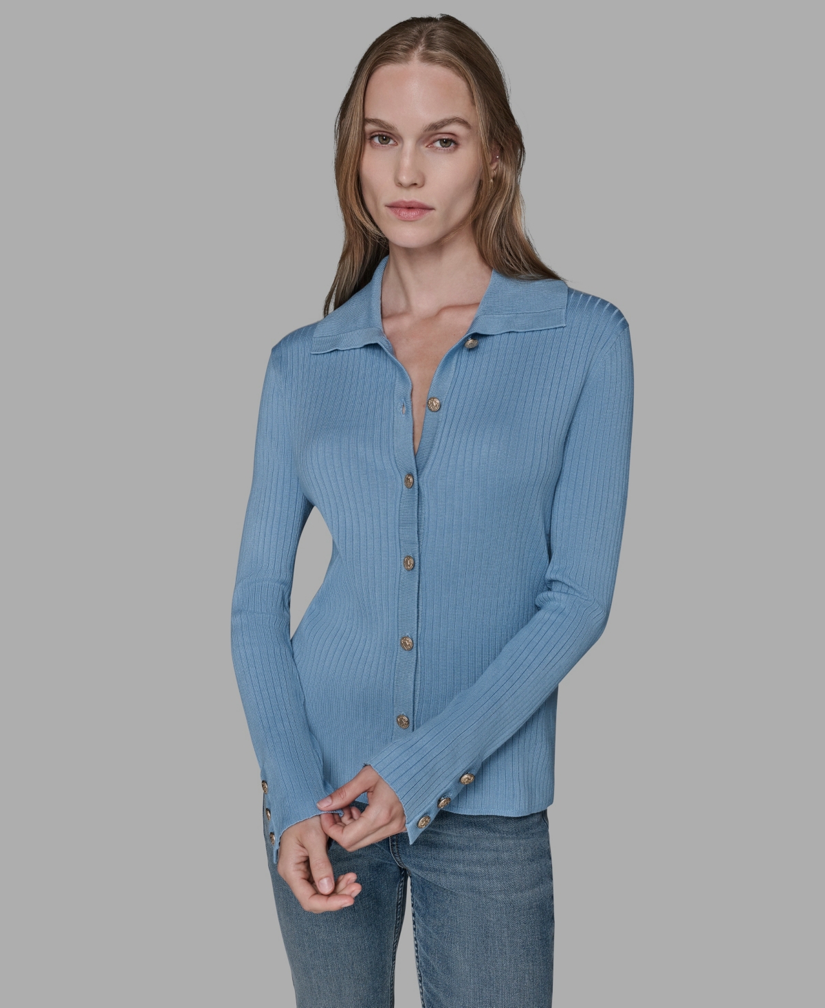 Click here for Karl Lagerfeld Paris Womens Open Collar Button Dow... prices