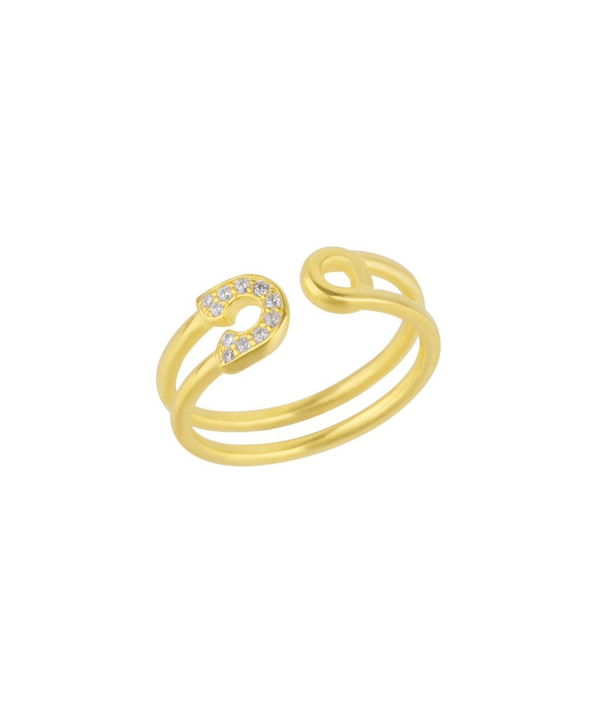 Click here for Sterling Silver Pave Jewelled Safety Pin Ring - Go... prices