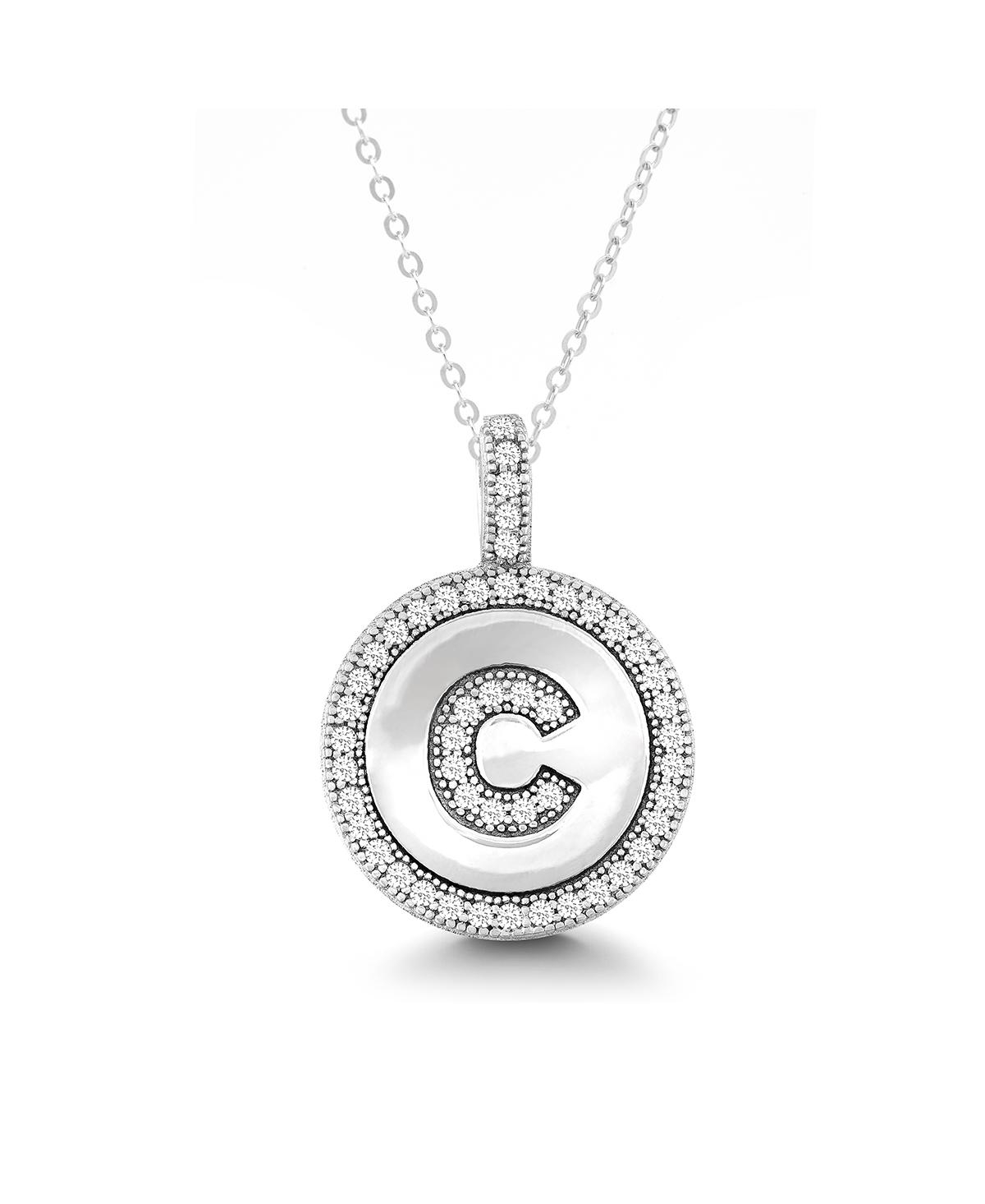 Click here for Simona Sterling Silver  Micro Pave Cz Circle Initi... prices