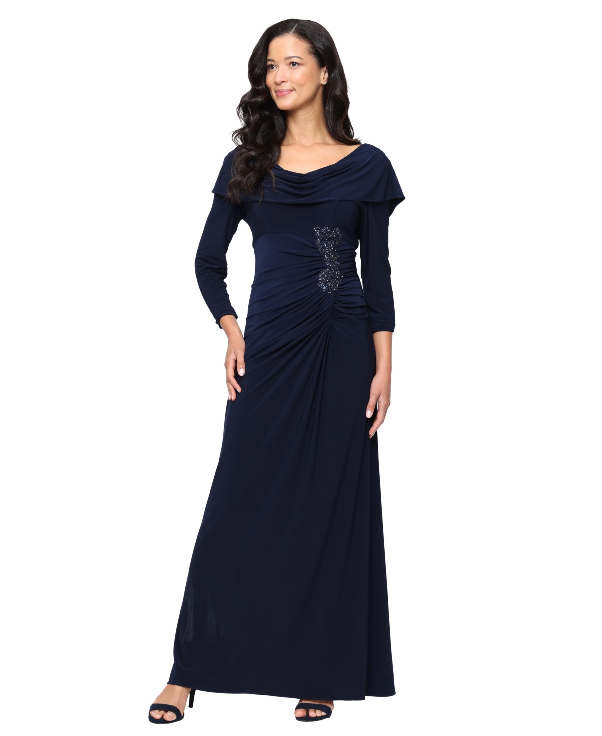 Click here for Alex Evenings Womens Long Jersey Dress - Navy prices