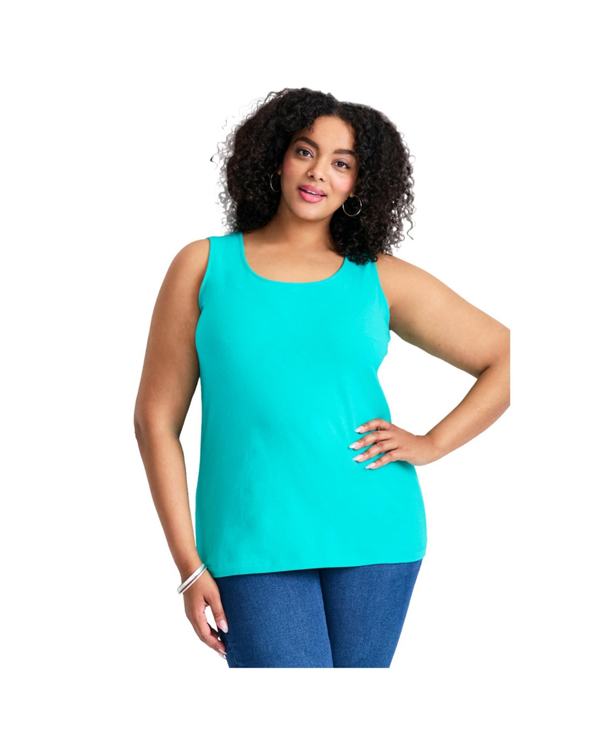 Click here for Avenue Womens Plus Size Basic Layering Tank - Aqua... prices
