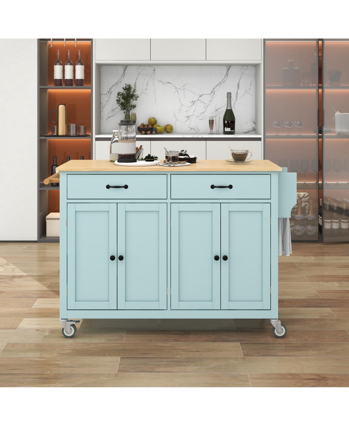 Click here for Casainc 54.3inch Kitchen Island Cart with Solid Wo... prices