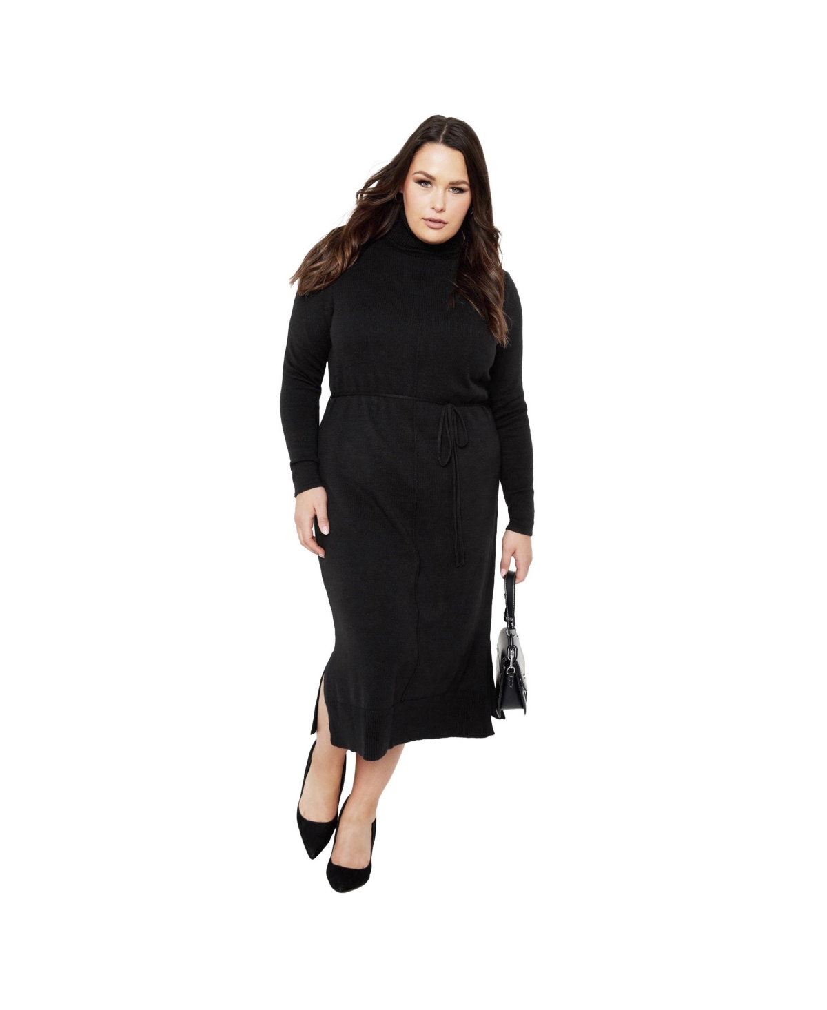 Click here for Avenue Womens Plus Size Hannah Sweater Dress - Bla... prices