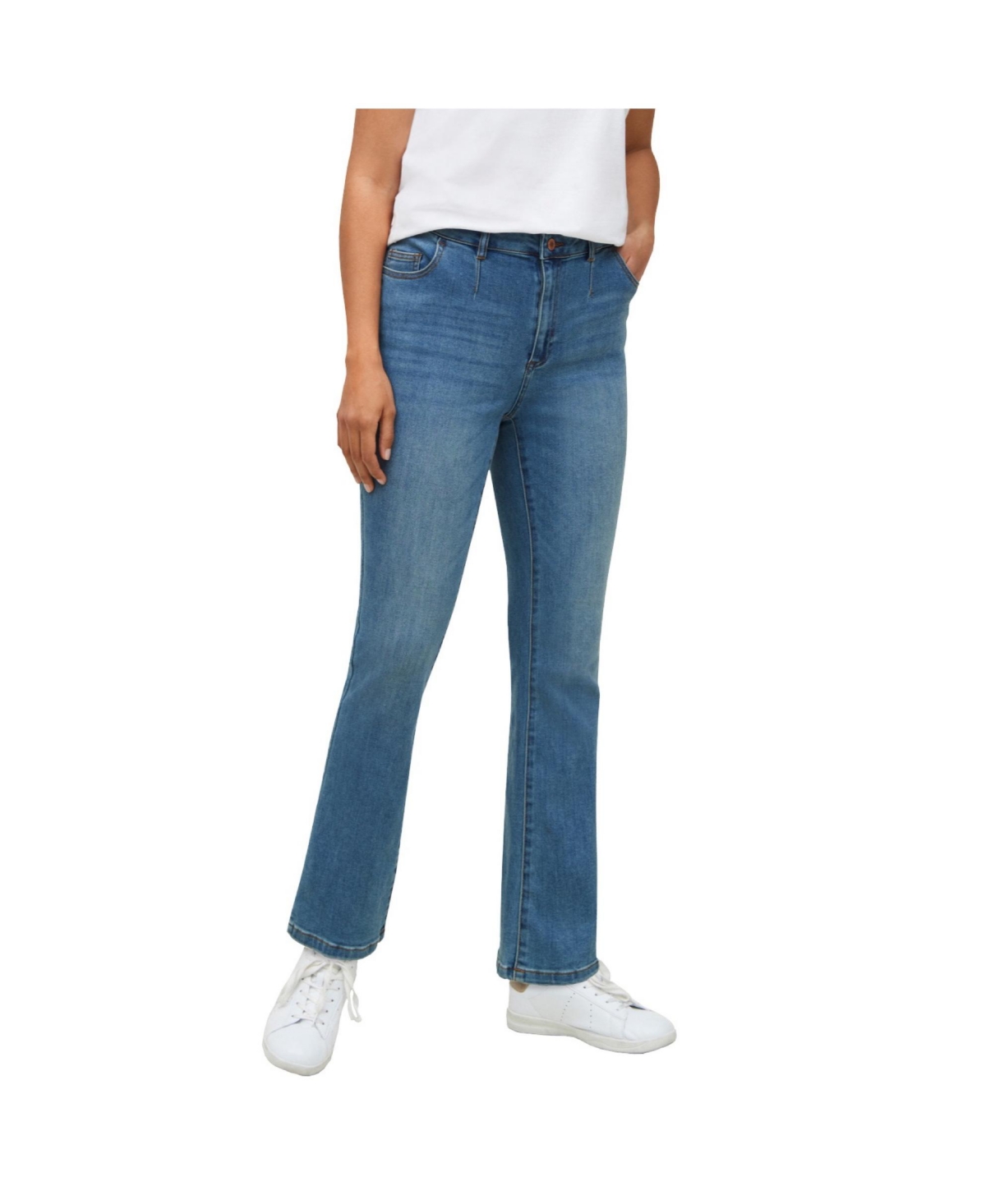 Click here for ellos Womens Bootcut Stretch Jeans - Light stonewa... prices