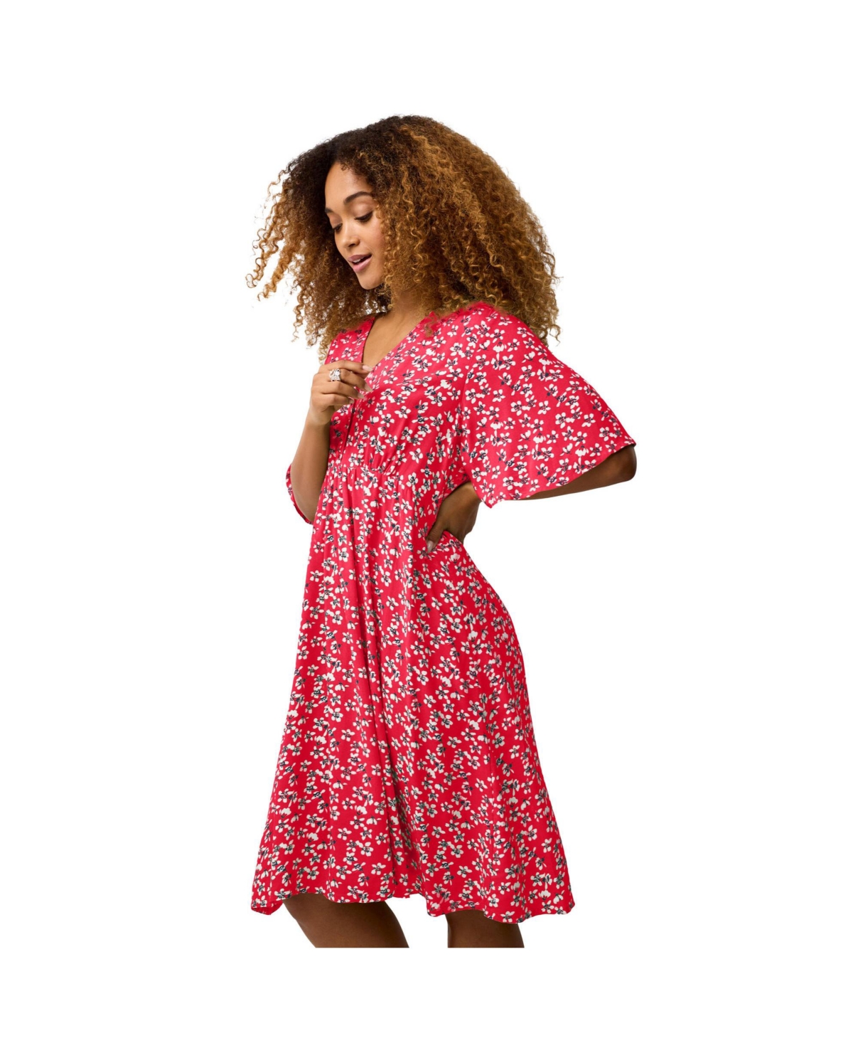 Click here for ellos Womens Plus Size V-Neck Empire Dress With Bu... prices