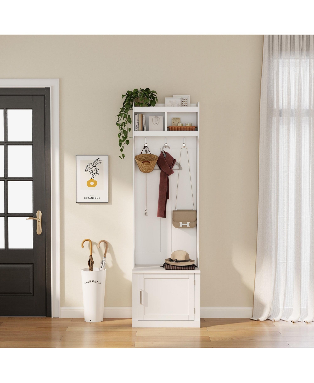Click here for Clihome Slim Hall Tree with Cabinet and 6 Hooks  M... prices
