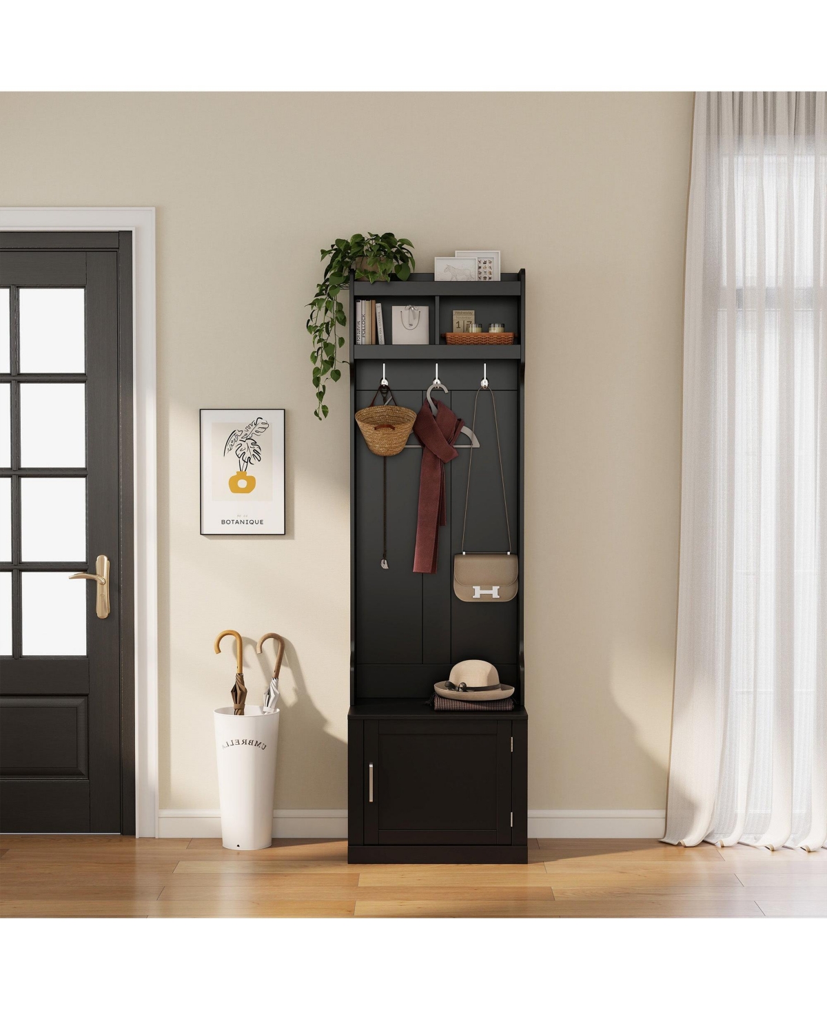 Click here for Clihome Slim Hall Tree with Cabinet and 6 Hooks  M... prices