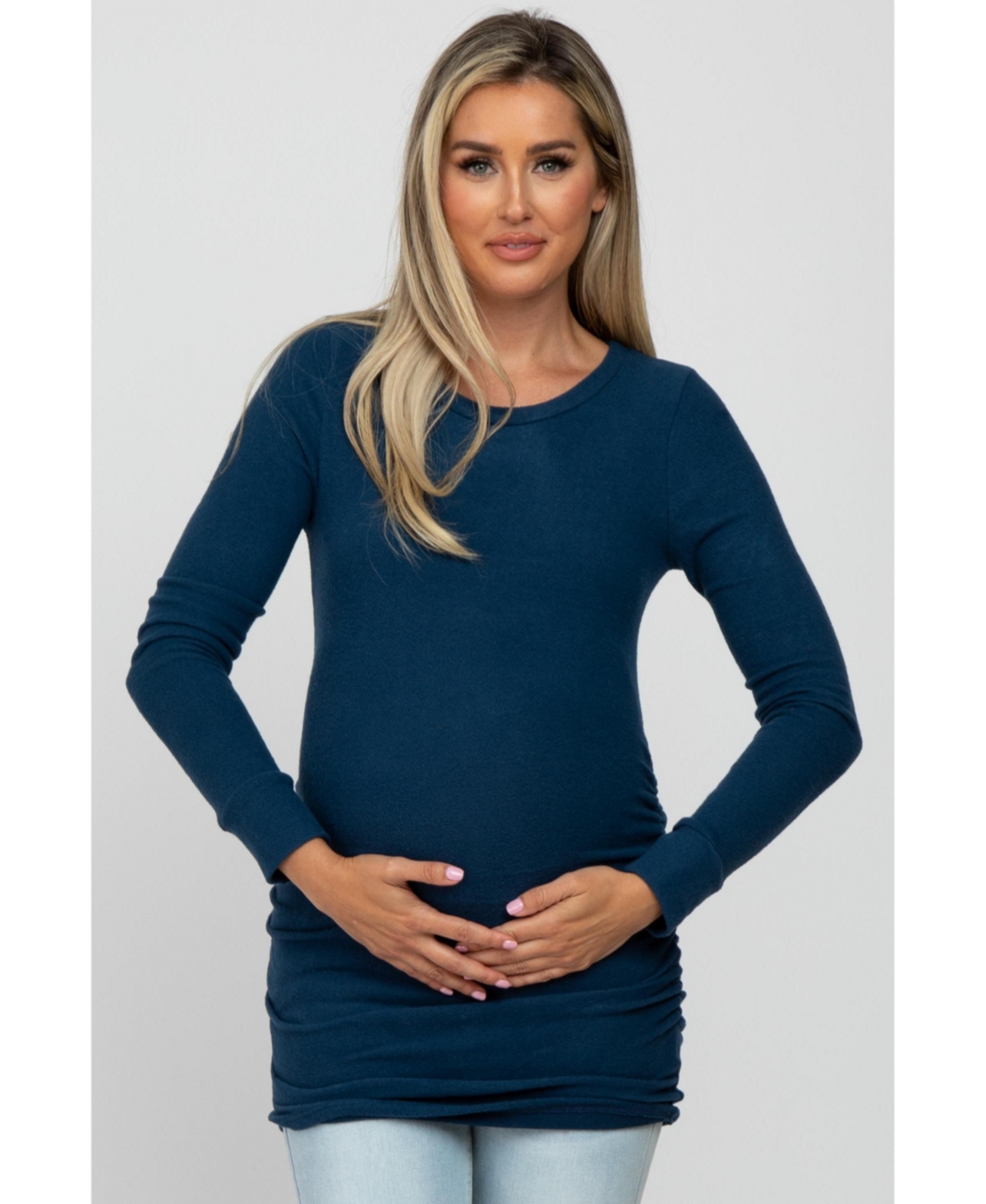 Click here for Pinkblush Maternity Heather Grey Soft Knit Ruched... prices