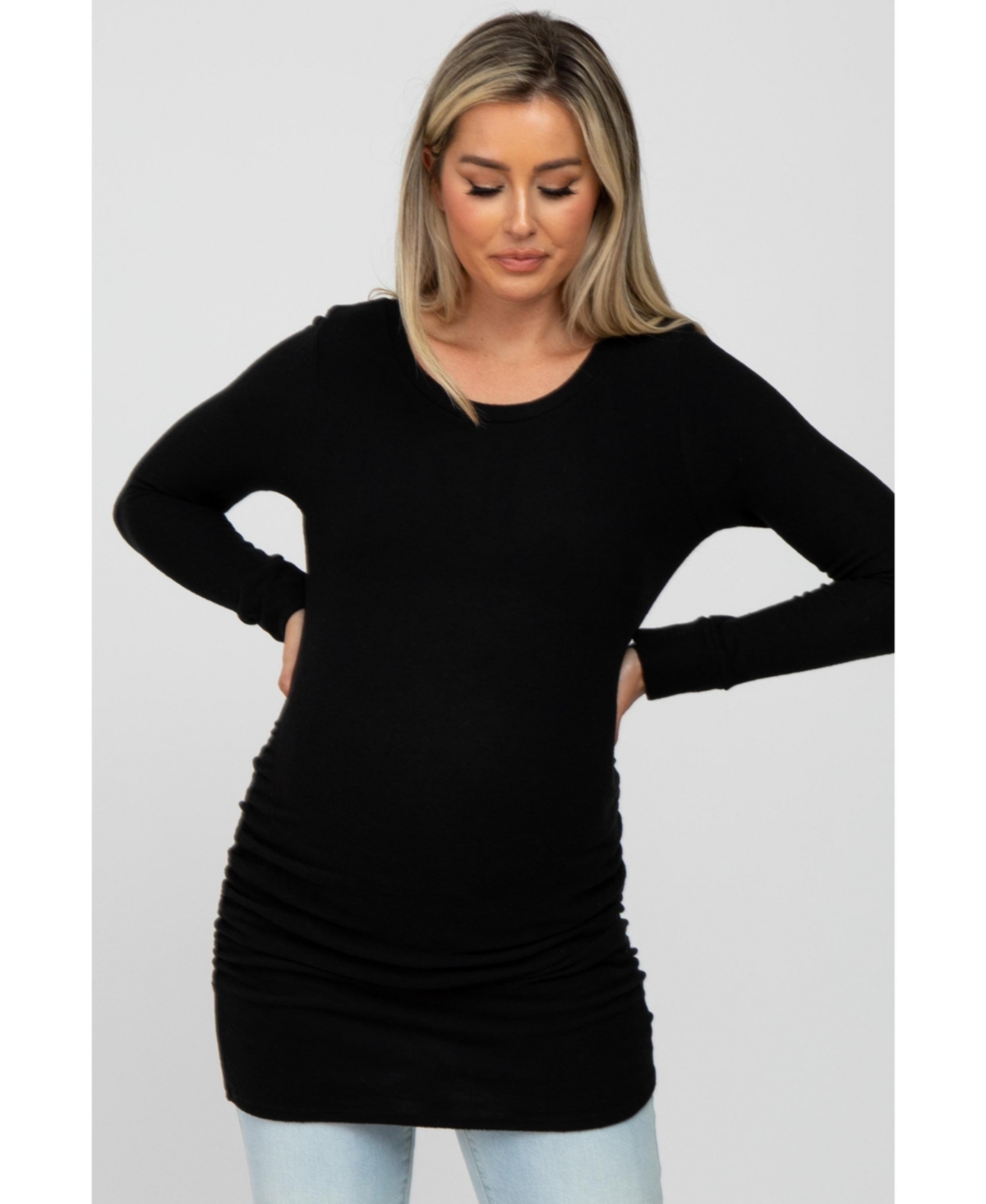 Click here for Pinkblush Maternity Heather Grey Soft Knit Ruched... prices