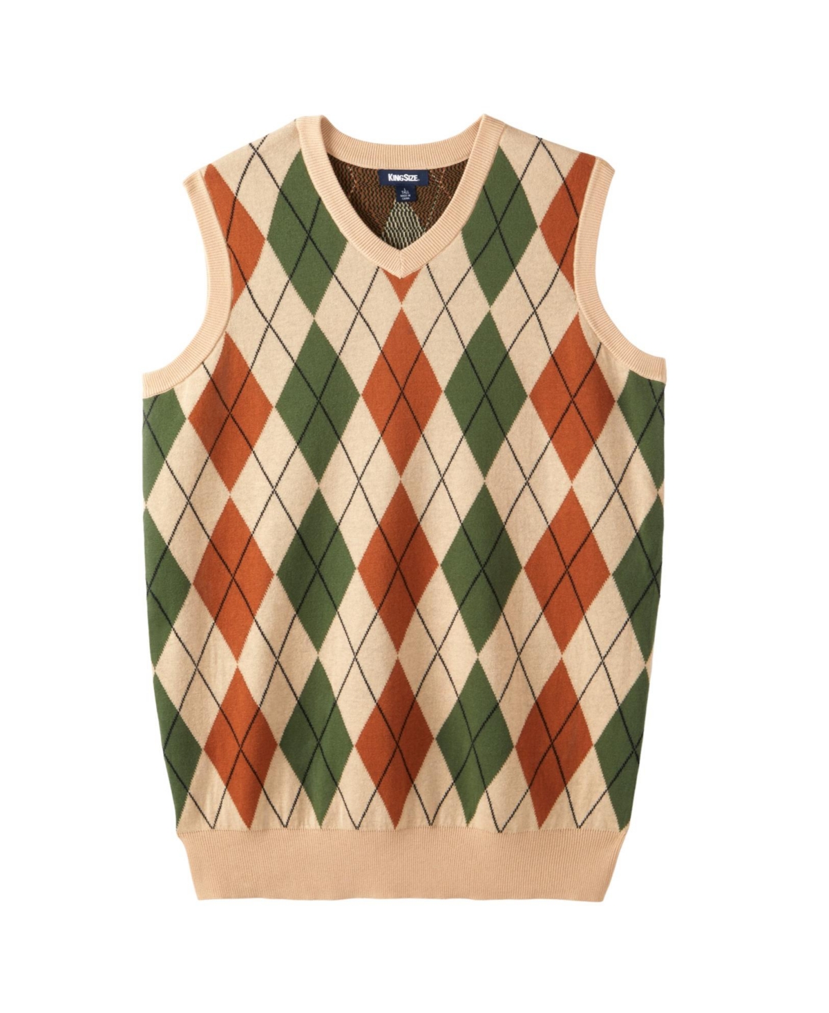 Click here for KingSize Big & Tall V-Neck Argyle Sweater Vest - B... prices