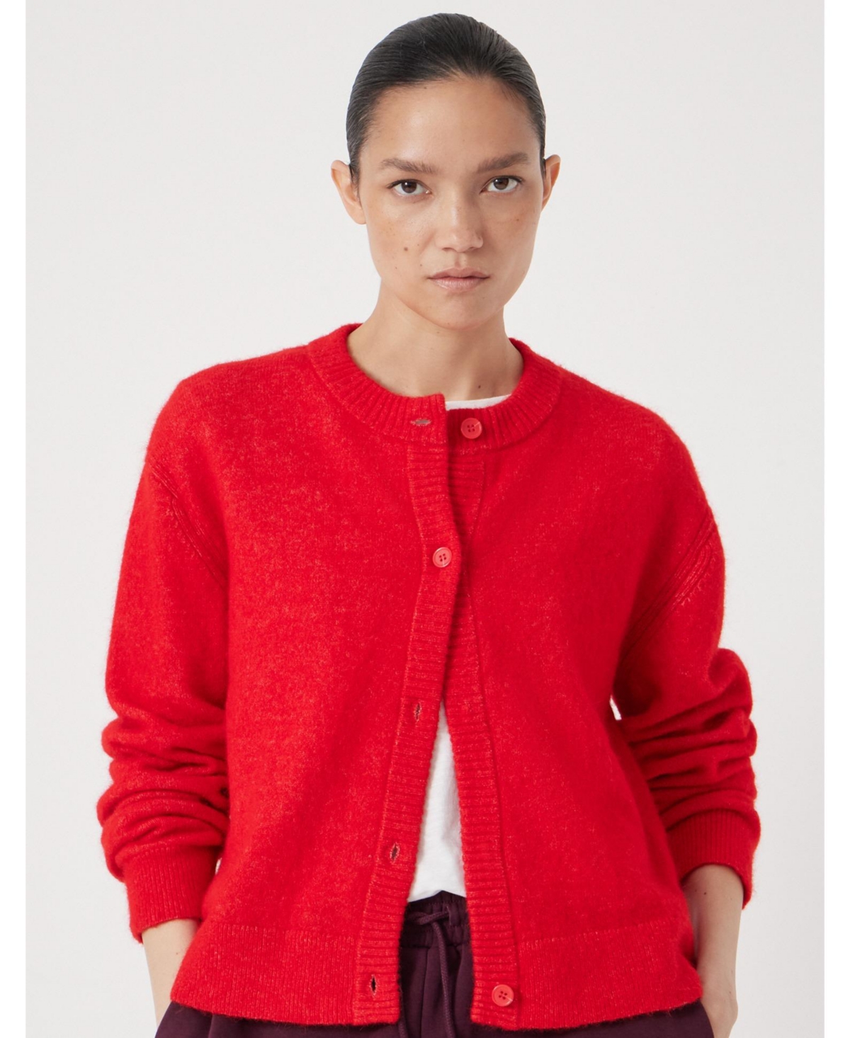 Click here for Hush Womens Crew Neck Boxy Wool Blend Cardigan Swe... prices